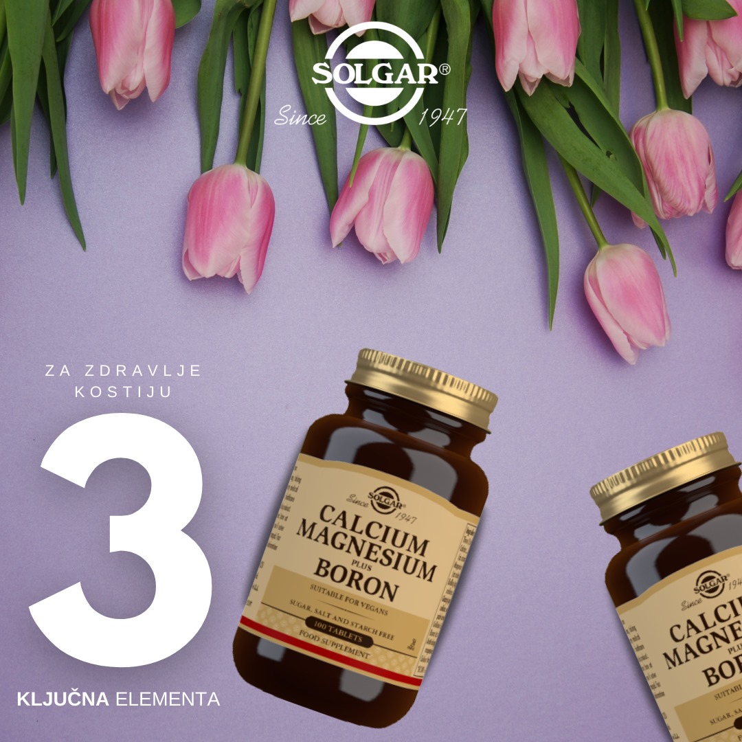 SOLGAR KALCIJ,MAGNEZIJ+BOR ZA ZDRAVLJE KOSTIJU 100 TABLETA – Ljekarna Ljubic – BiH – WEB shop